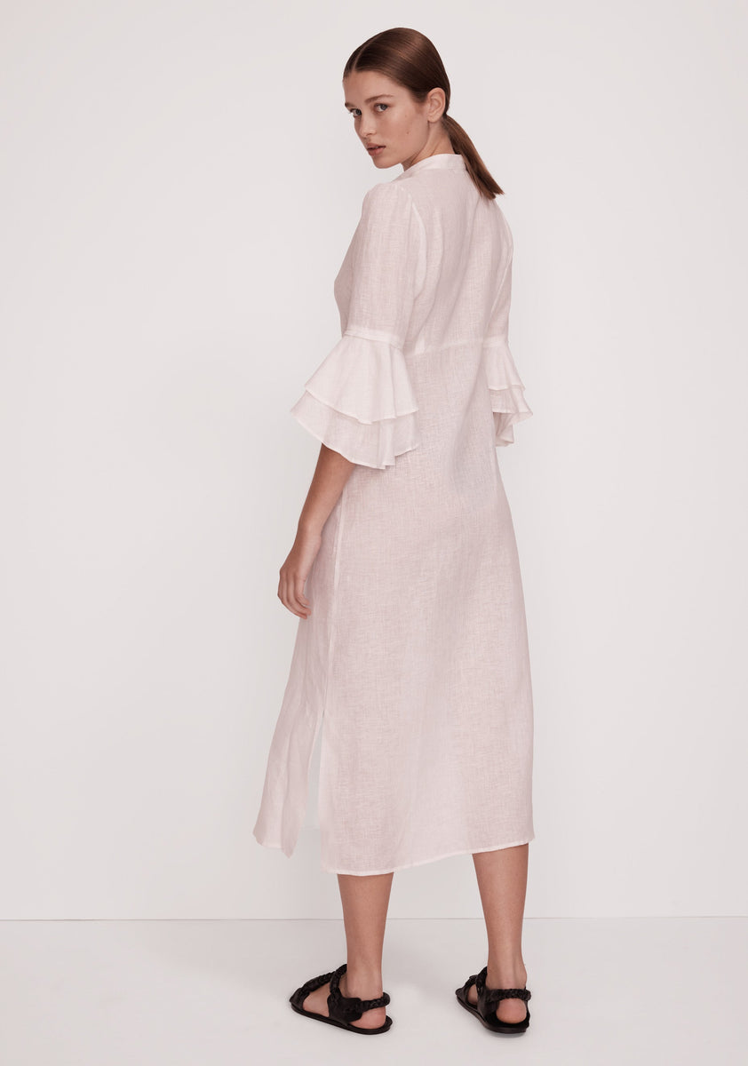 DRESS ELLISON LINEN - WHITE – CC's Trendz